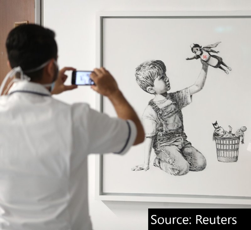 Banksy art raises money for hospitals: ESL/EFL Lesson Plan and Worksheet