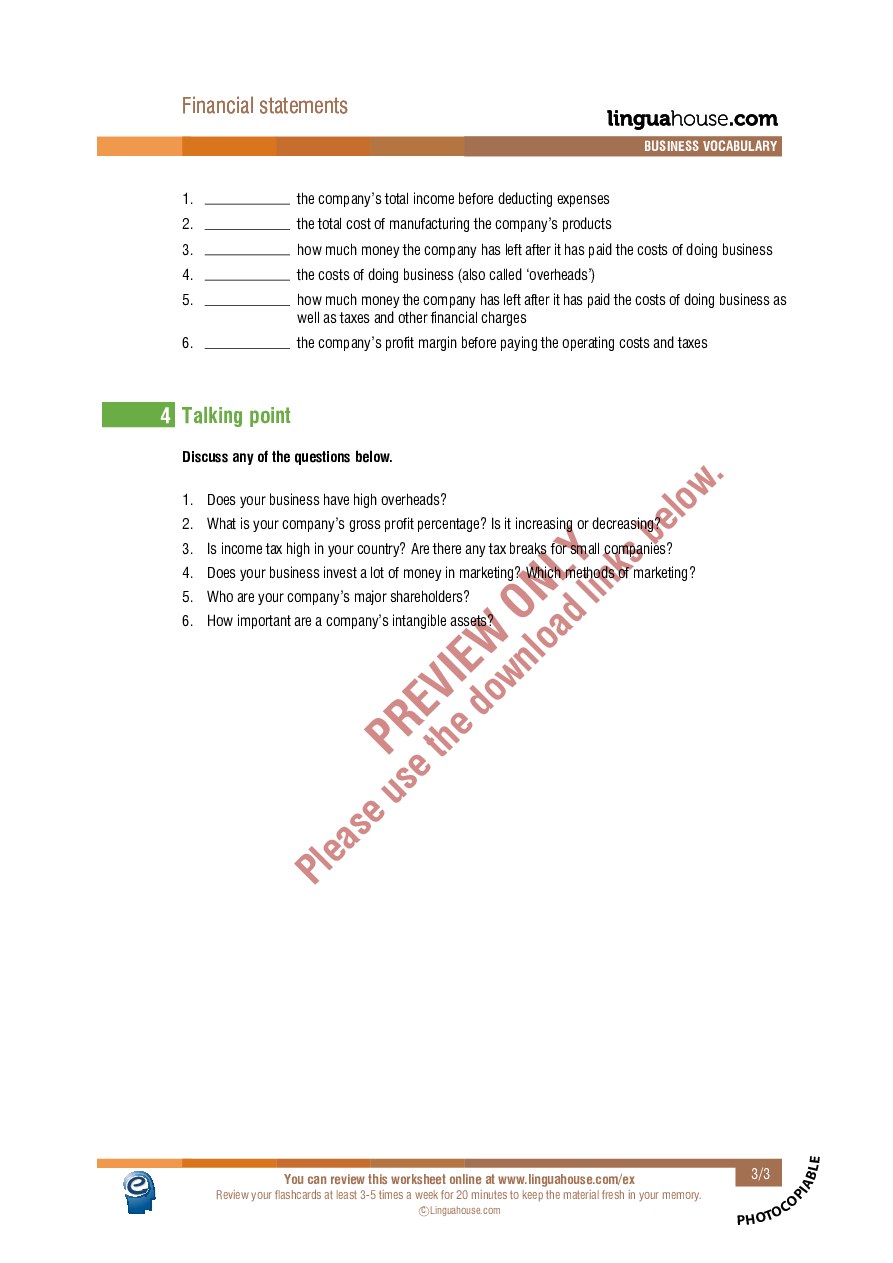 Financial statements: Worksheet Preview - Linguahouse.com
