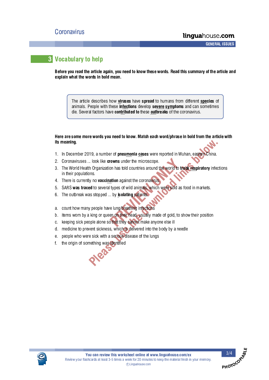 Coronavirus: Worksheet Preview - Linguahouse.com