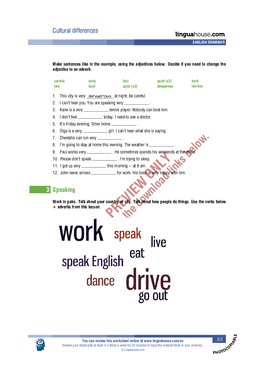 Cultural differences - American English: Worksheet Preview ...