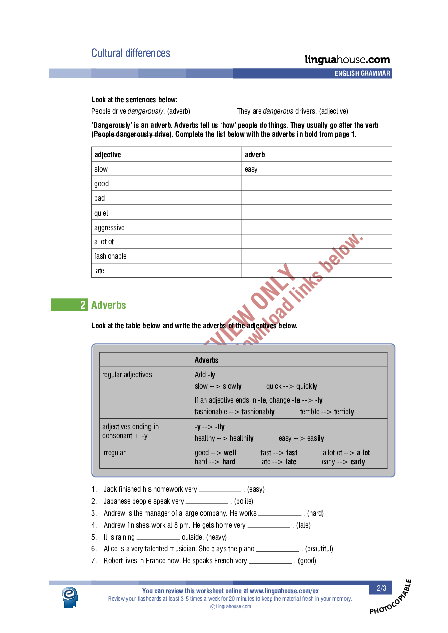 Cultural differences - American English: Worksheet Preview ...