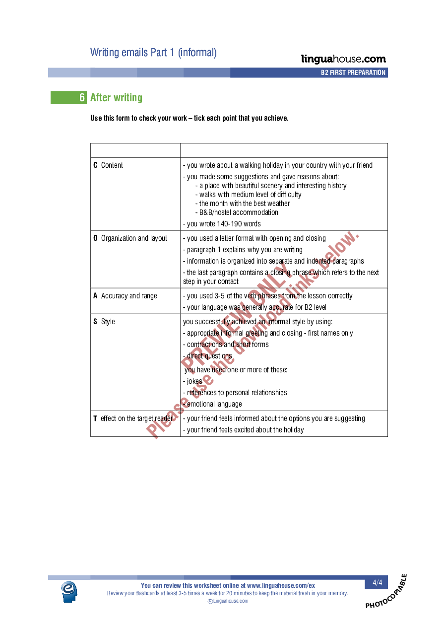 Writing emails Part 1 (informal): Worksheet Preview - Linguahouse.com