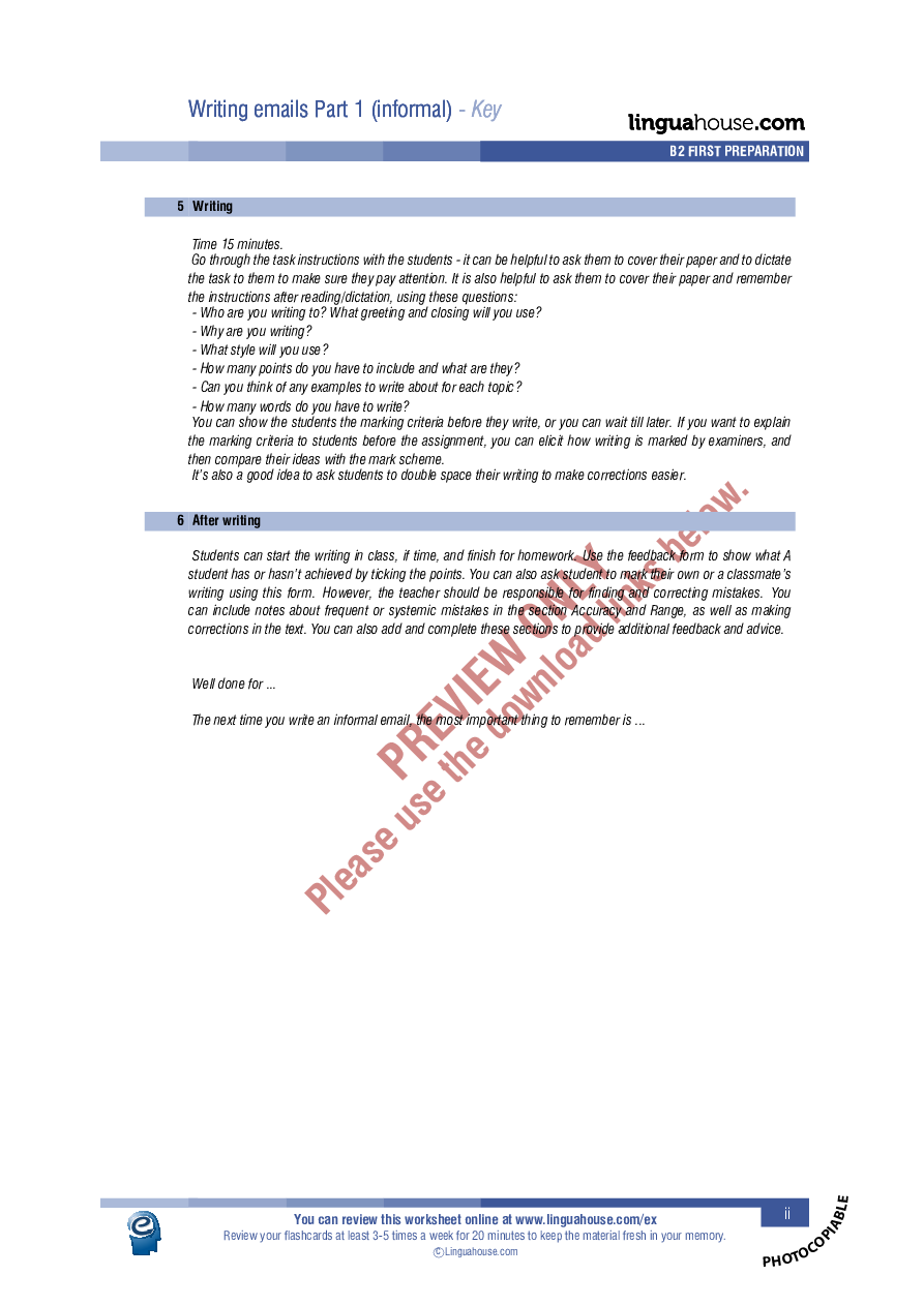 Writing emails Part 1 (informal): Worksheet Preview - Linguahouse.com